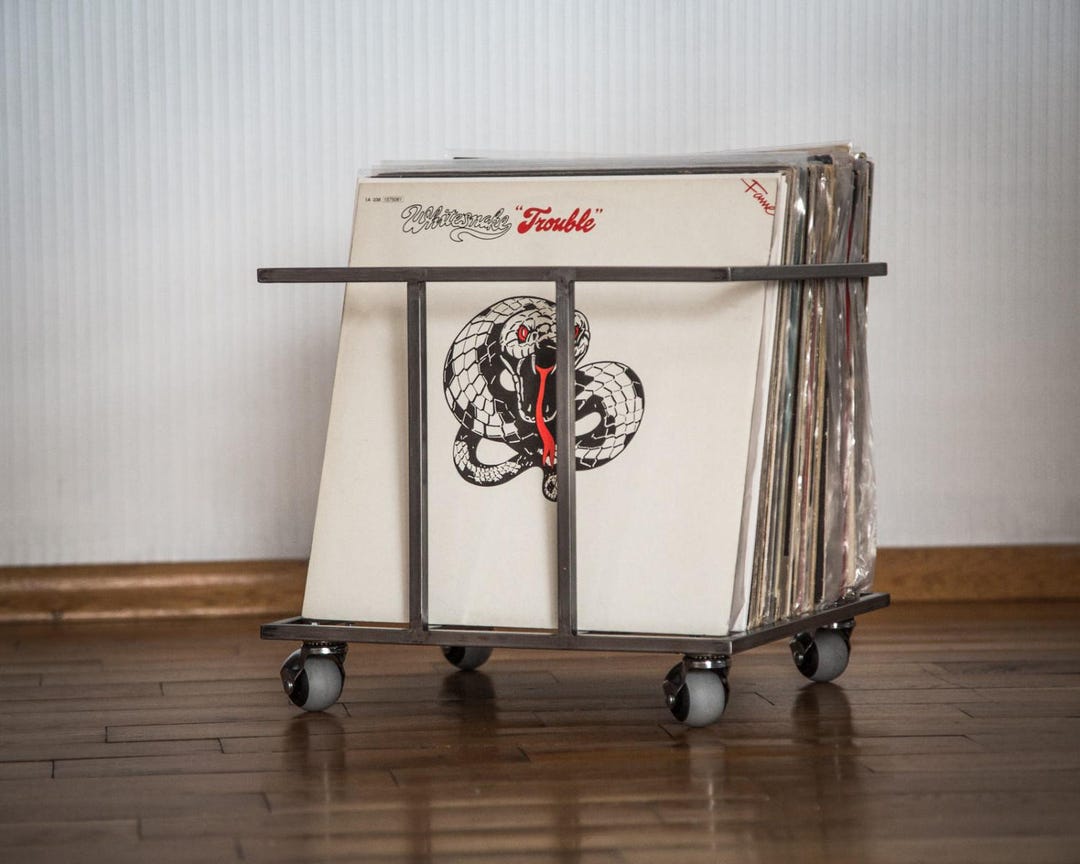 LP Storage // Album Crate // Record Box on Rotating Wheels // - Etsy