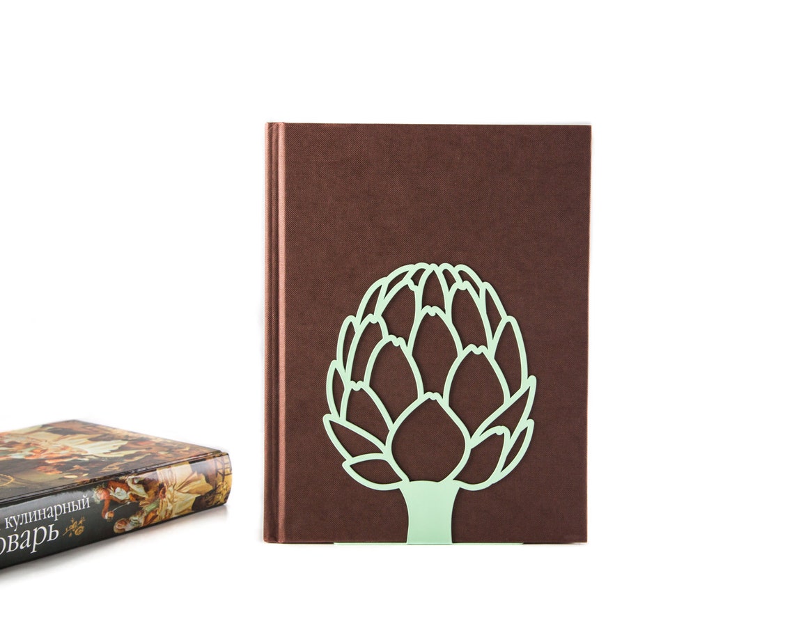 A pair of Metal Kitchen bookends // Artichoke // cookbook | Etsy