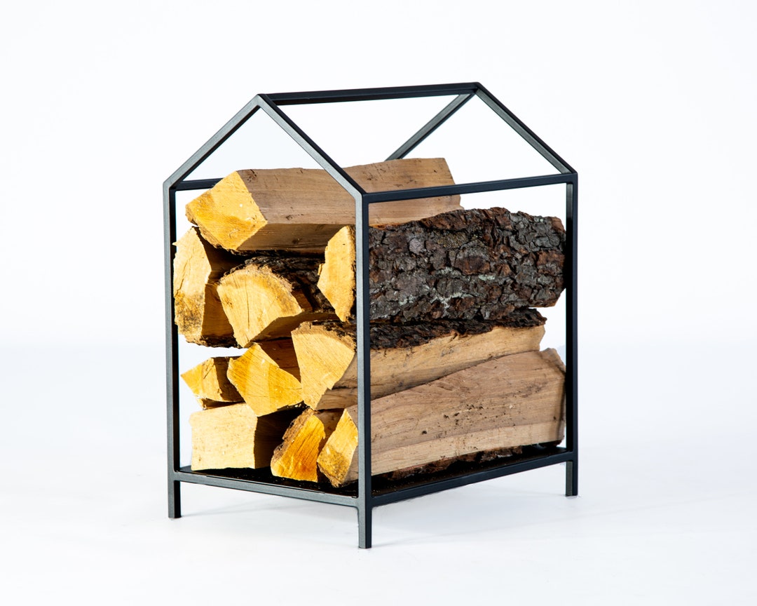 Modern Metal Log Holder – Small Minimalist Scandinavian Firewood ...