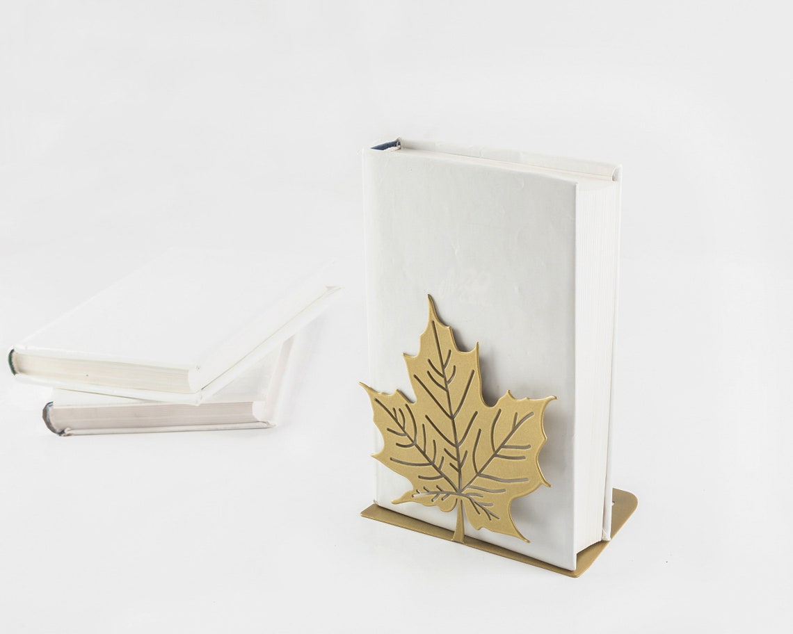 Golden Metallic Maple Leaf Bookend | Etsy