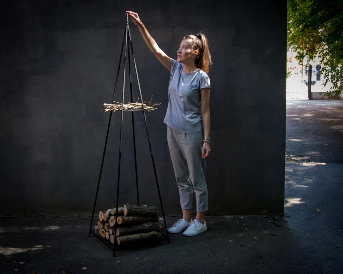 Pyramid Log holder // Firewood Storage for indoors or outdoors | Etsy