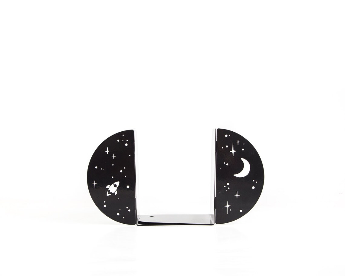 Metal Bookends Night Sky | Space and Star Theme Nursery Shelf Decor - Etsy