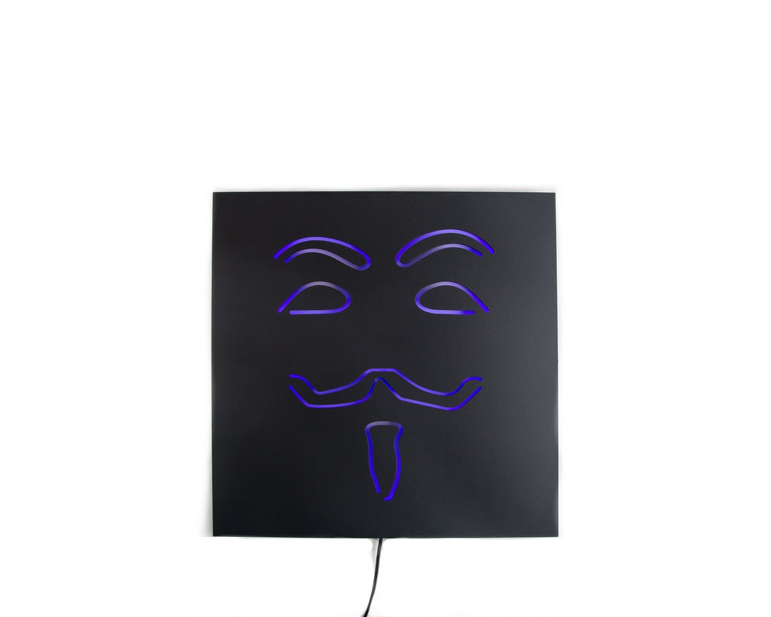 Anonymous Mask LED Wall Light: Man Cave Decor - Etsy