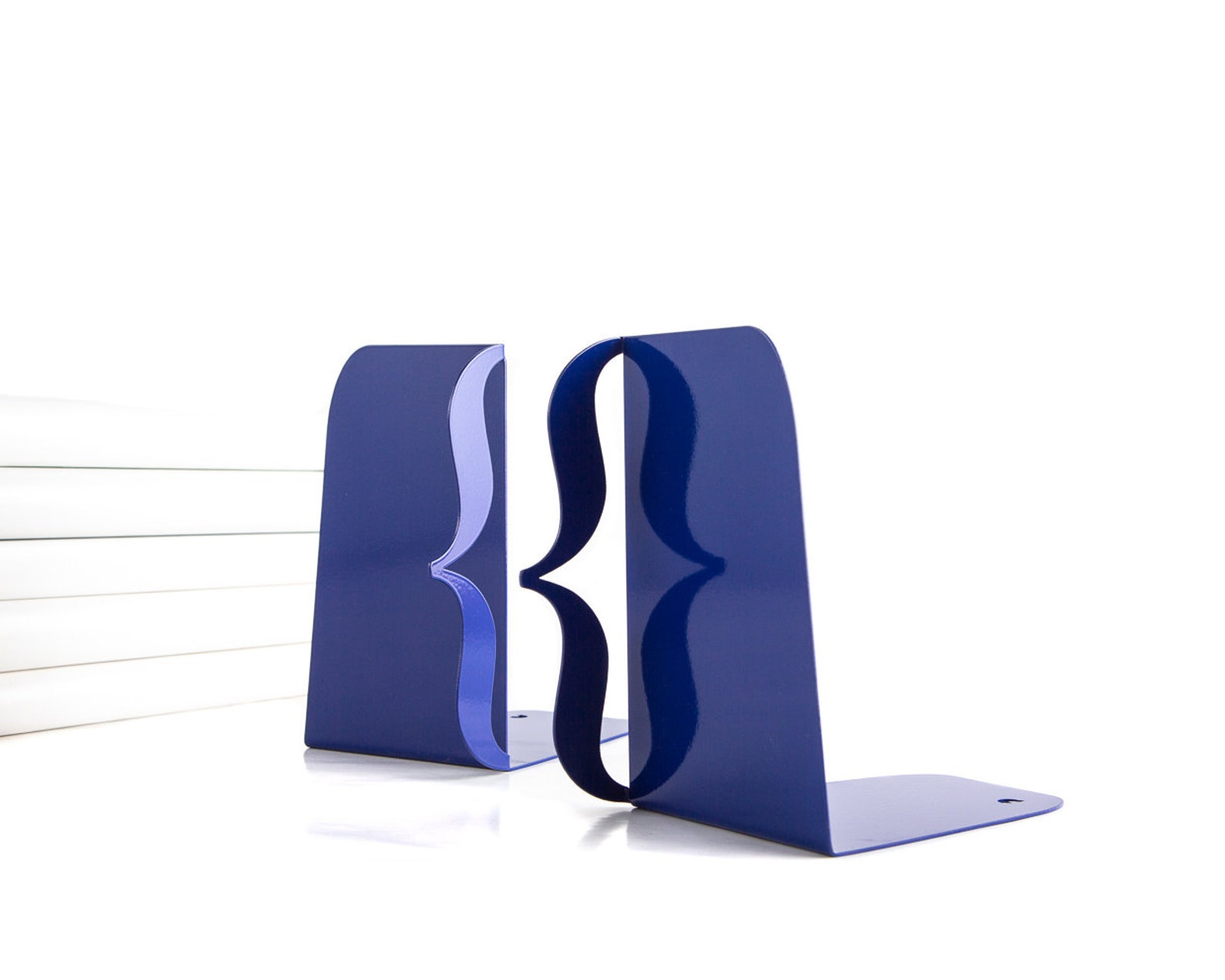 Unique Bookends Brackets Curly Braces Blue Color // Metal - Etsy
