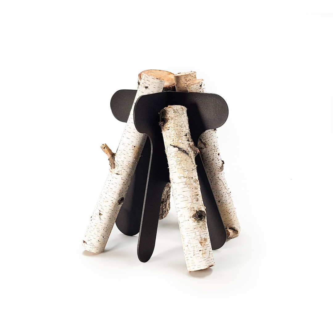 Elegant and Modern Vertical Firepit Log Holder, Heavy Metal Collapsible ...