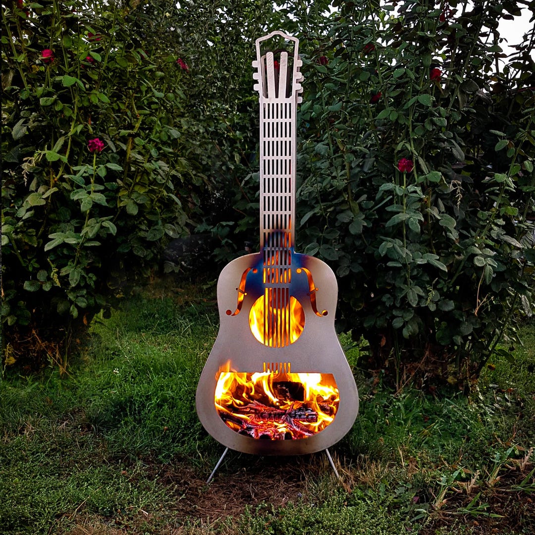 Hand-welded Guitar Fire Pit: Music Lover Outdoor Decor - Etsy
