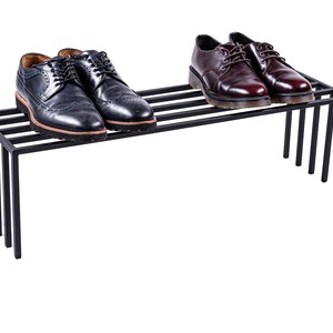 Minimalist Black Metal Shoe Rack, Hand Welded Shoe Storage for Stylish ...