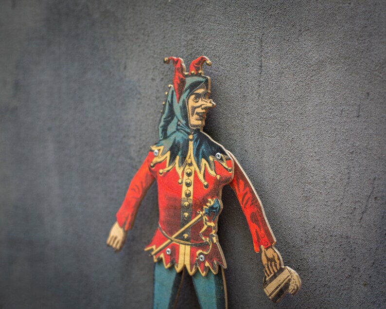Vintage Jester Marionette – Handmade Wooden Jumping Jack Puppet ...
