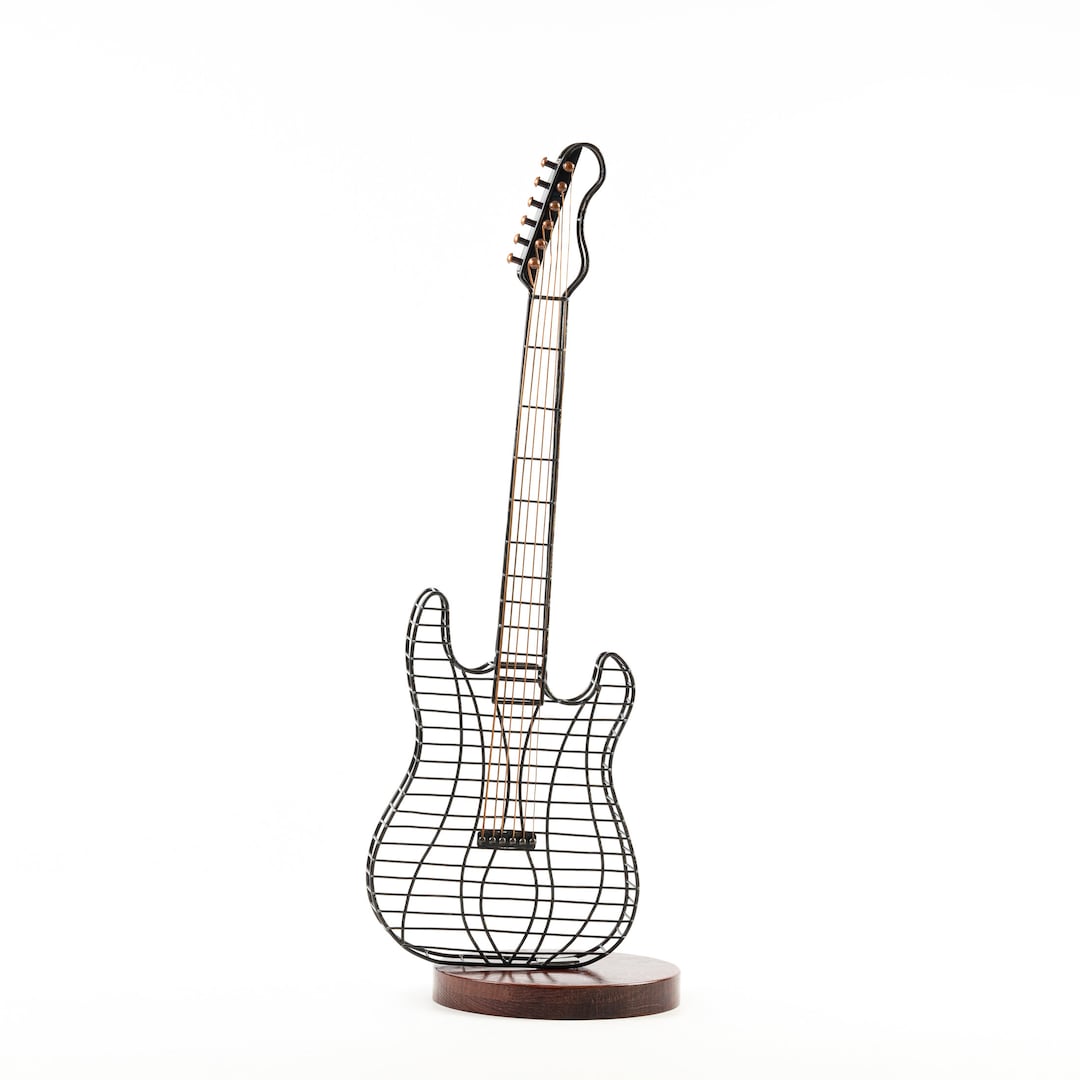 Guitar Metal Wall Art Decor | Wire Frame Musical Sculpture | Man Cave ...