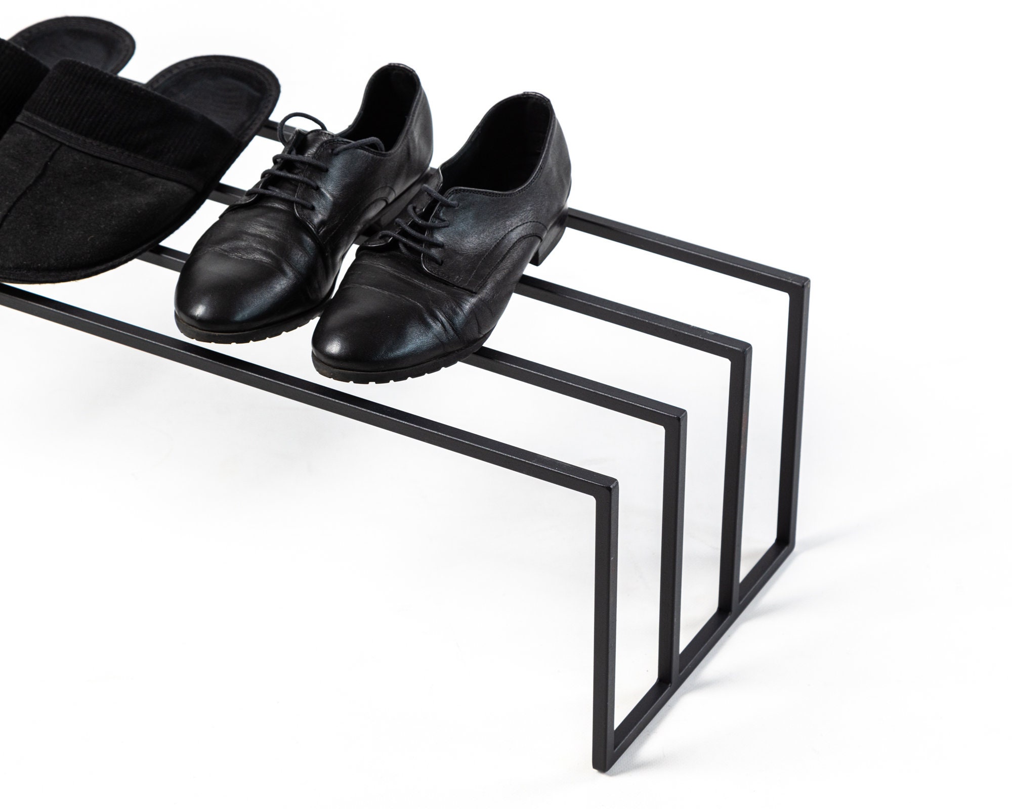 Skinny Black Metal Shoe Rack | eBay