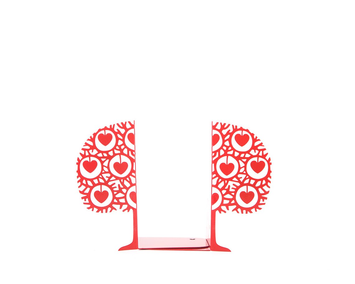 Decorative Metal Bookends Danish Heart Tree Scandinavia | Etsy