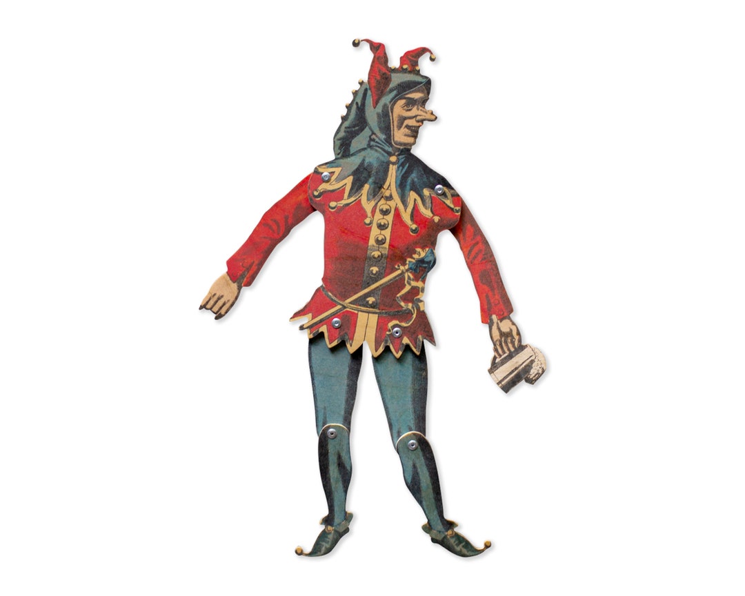 Vintage Jester Marionette – Handmade Wooden Jumping Jack Puppet ...