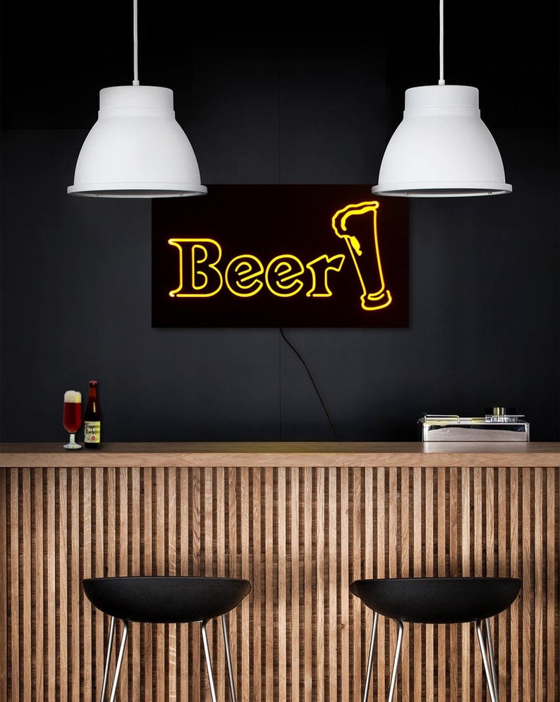 Man Cave Wall Light Neon Sign Style BEER LED Technology // | Etsy