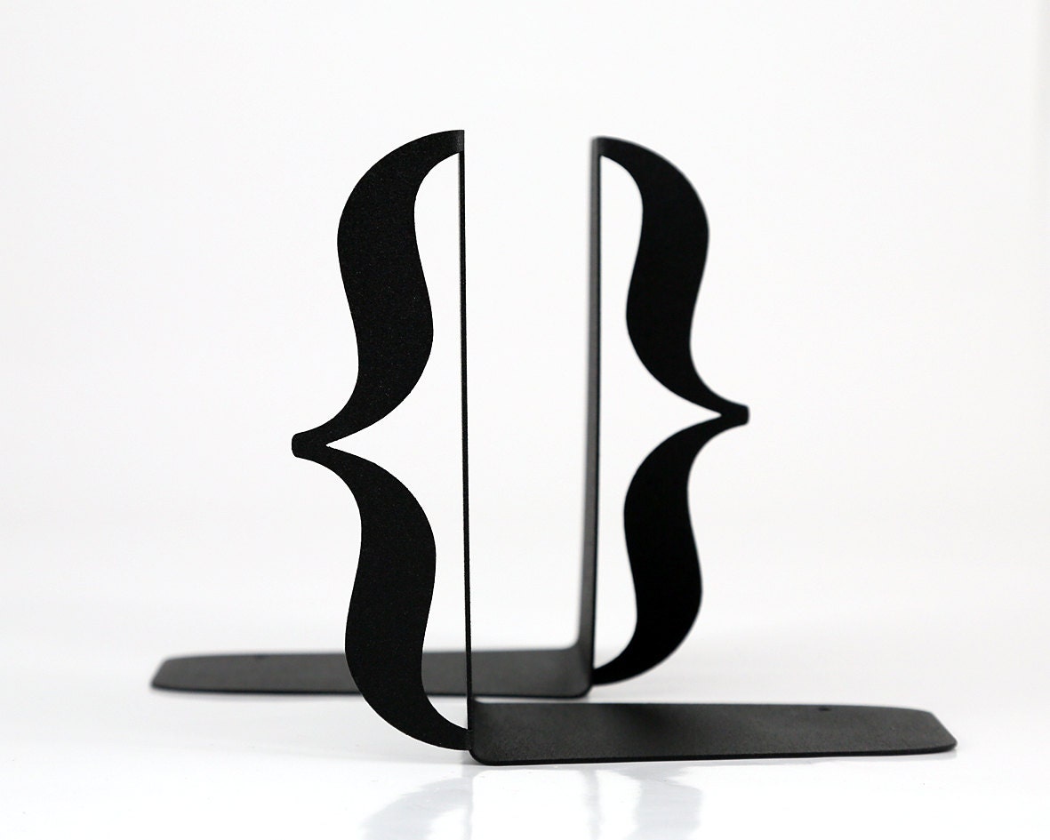 Unique Metal Bookends Brackets Black Curly Braces // Metal | Etsy