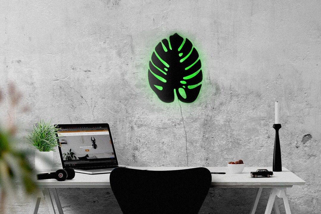 Monstera Green LED Wall Light Up - Etsy