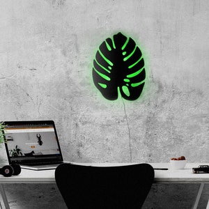 Monstera Green LED Wall Light Up - Etsy