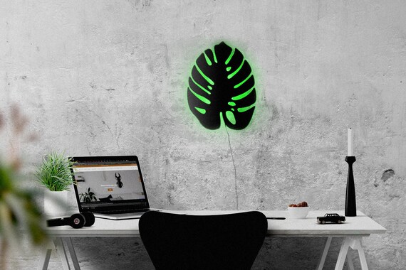 Monstera Green LED Wall Light Up - Etsy