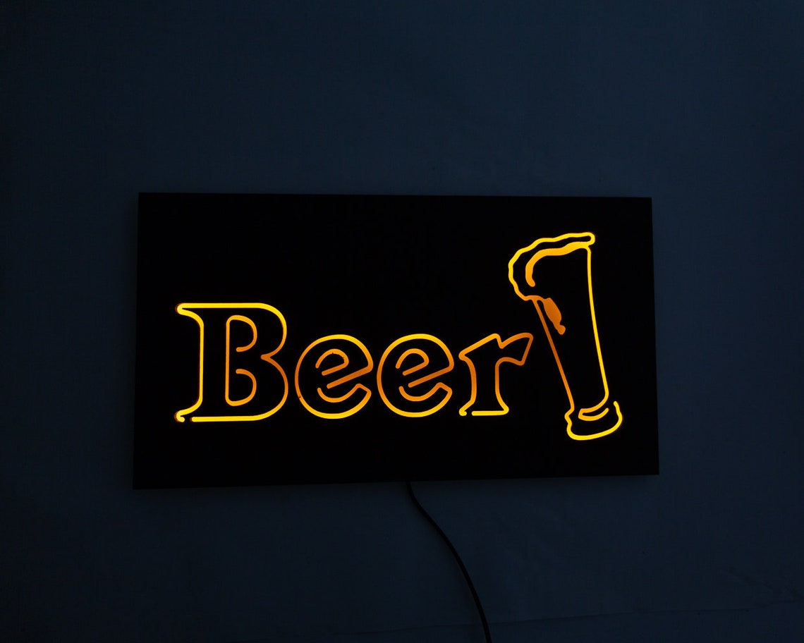 Man Cave Wall Light Neon Sign Style BEER LED Technology // | Etsy