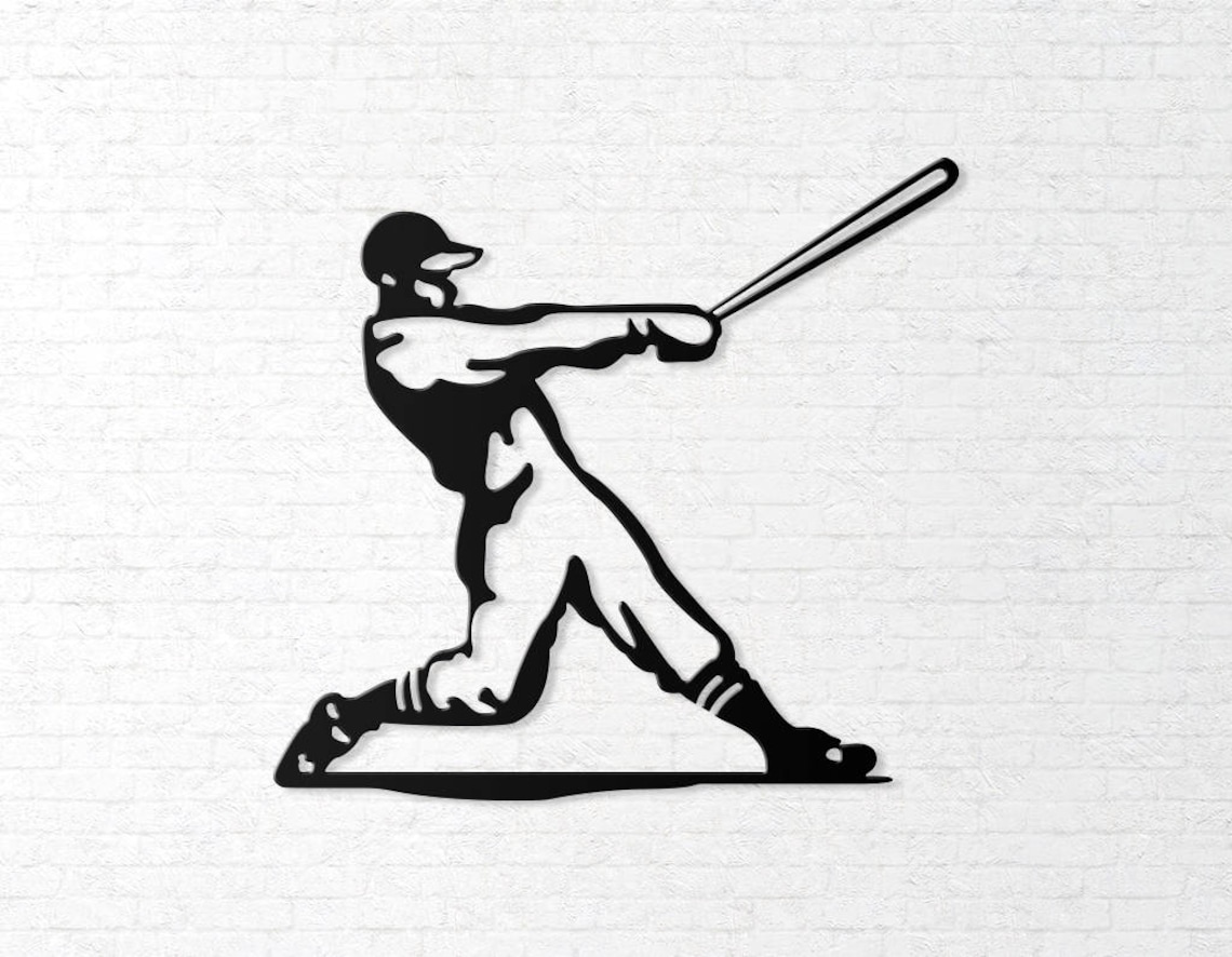 Metal Baseball Player II // Laser Cut Baseball Player Batting - Etsy