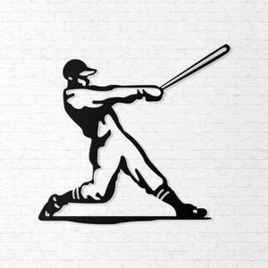 Metal Baseball Player II // Laser Cut Baseball Player Batting // Metal ...