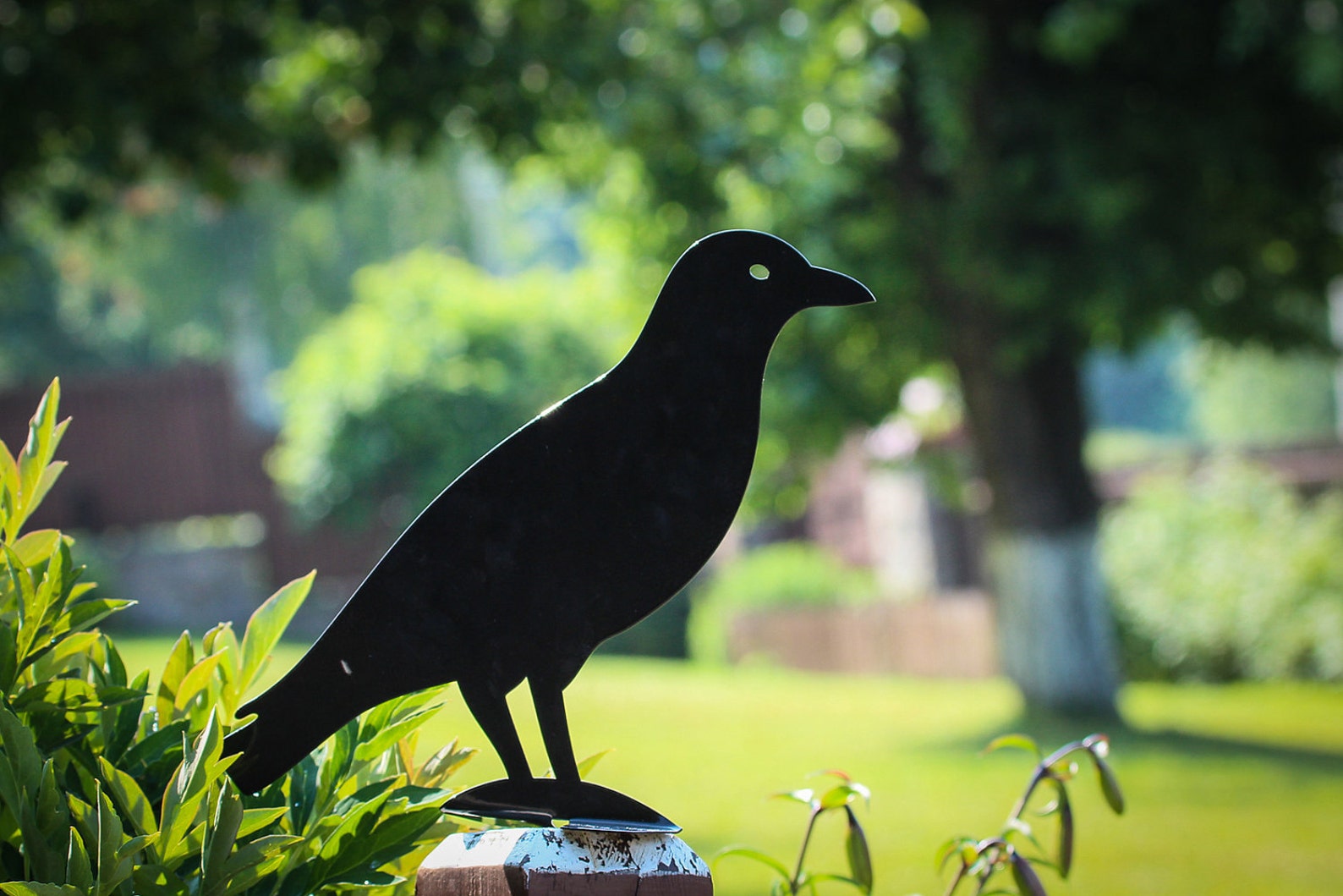 Bird Garden Decor Metal Black Crow - Etsy UK