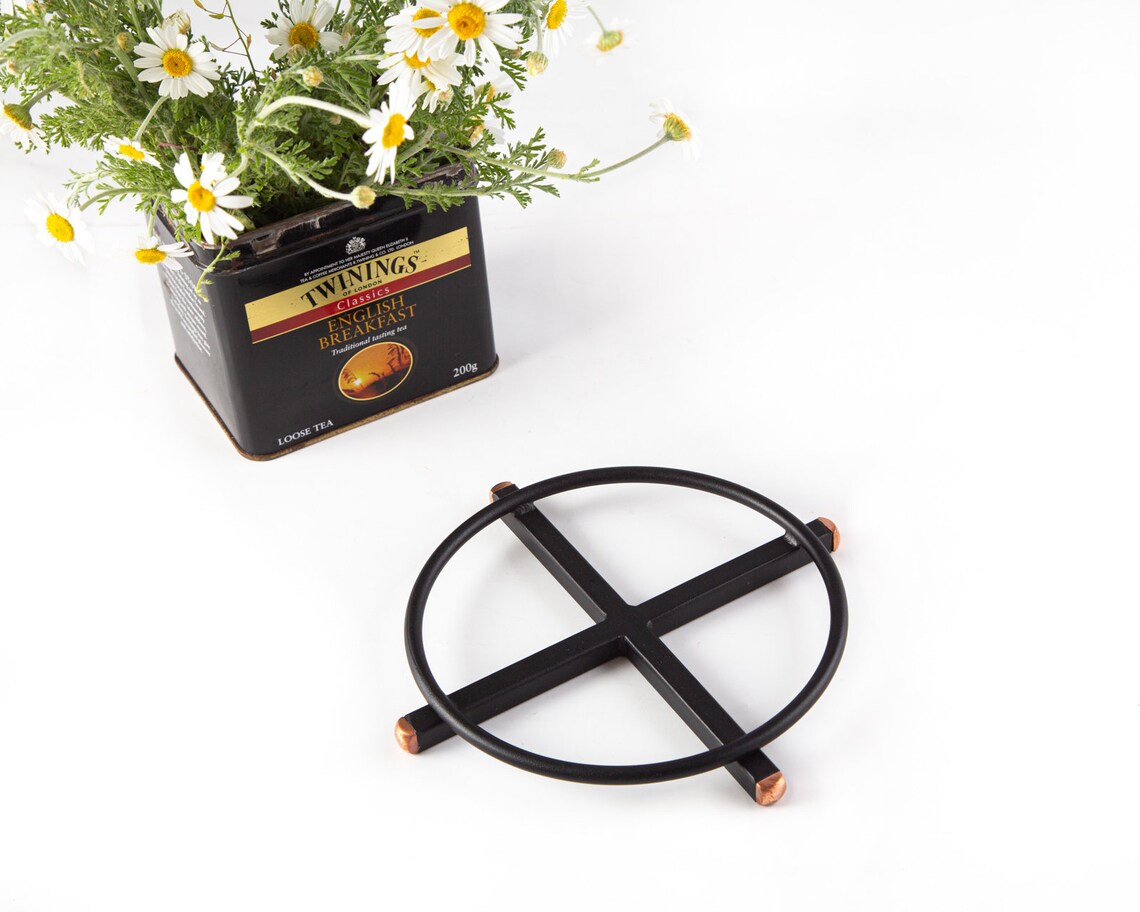 Minimalist Metal Trivet Hand Welded // Black Velvety With | Etsy