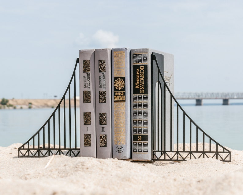 Metal Bookends // Verrazano Bridge // Cool Home Decor Gift for - Etsy