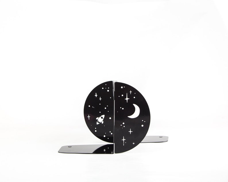 Metal Bookends Night Sky | Space and Star Theme Nursery Shelf Decor - Etsy