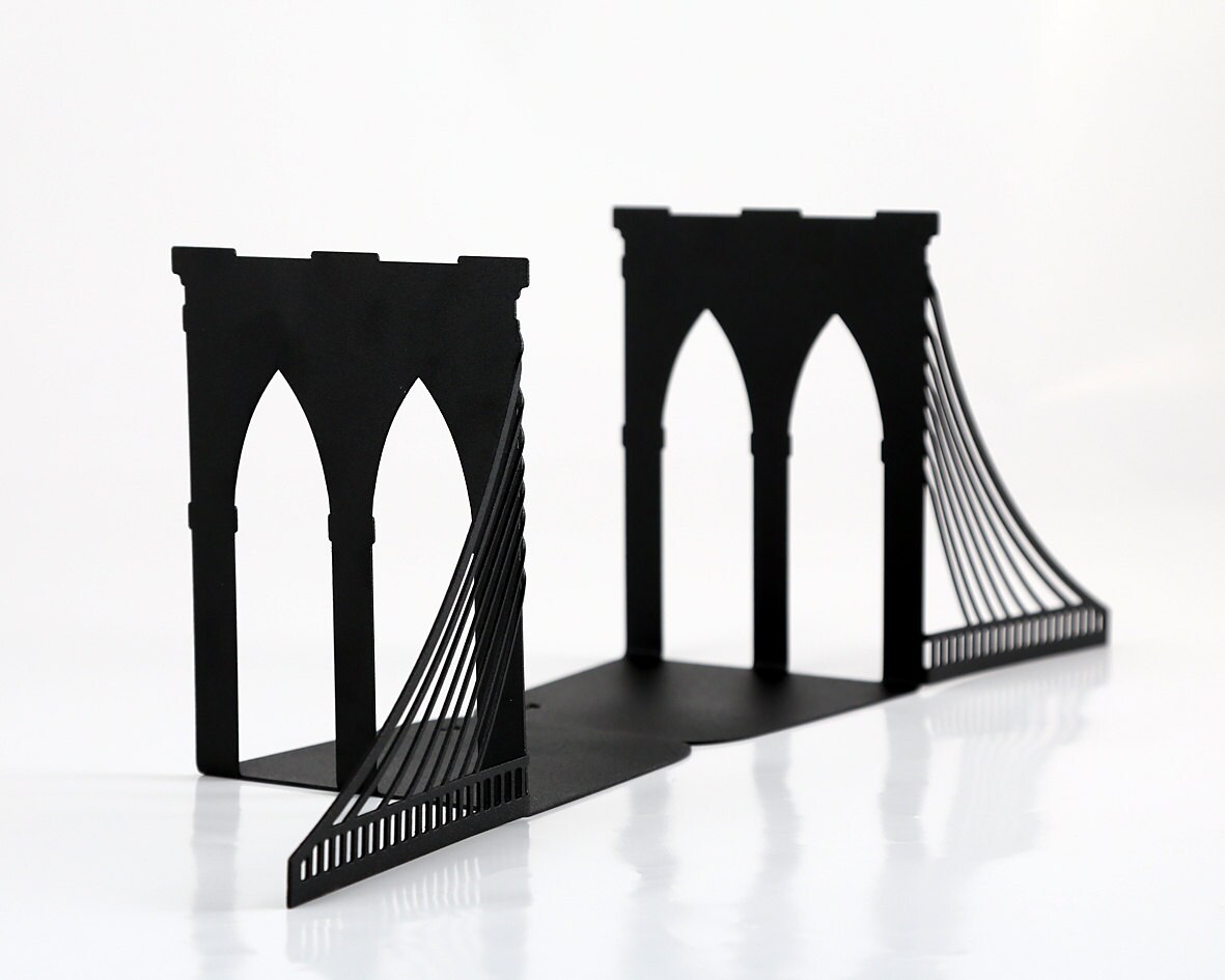 Metal Bookends // Brooklyn Bridge // Housewarming Present for Book ...