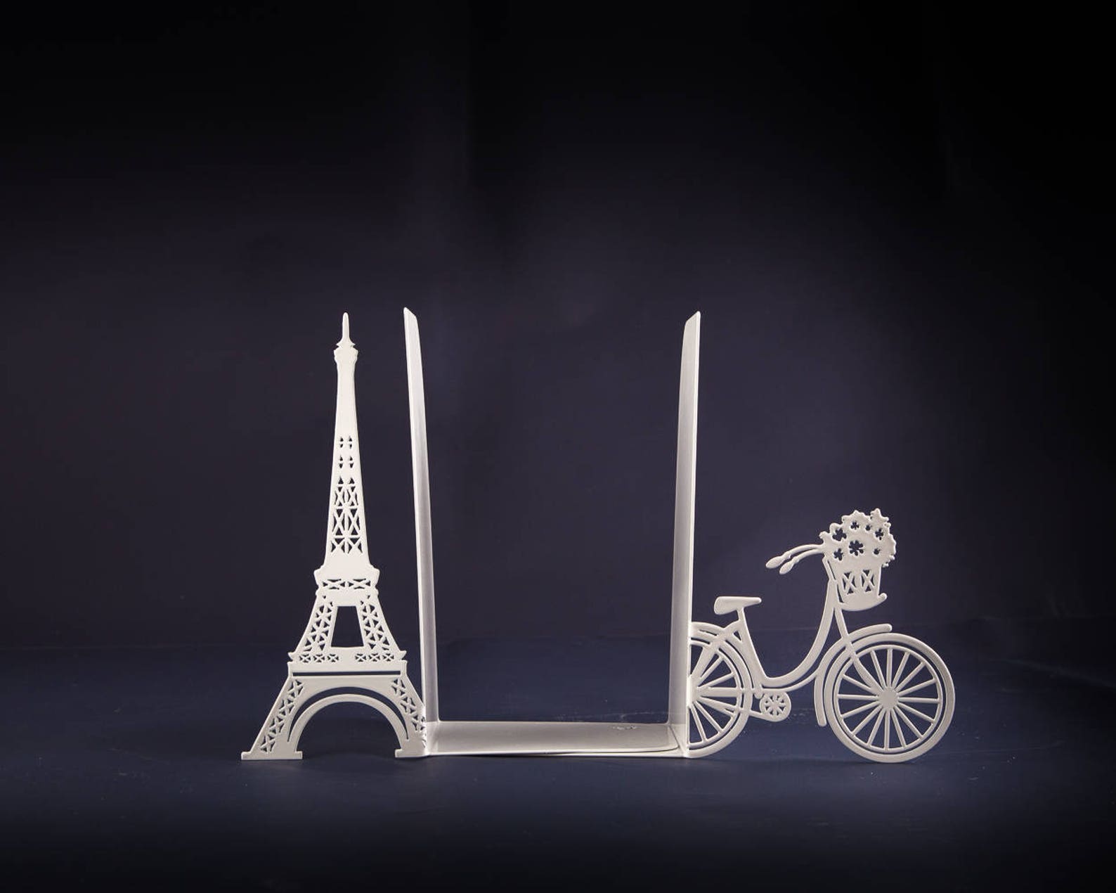 Paris Metal Bookends: Eiffel Tower & Bicycle Shelf Decor - Etsy