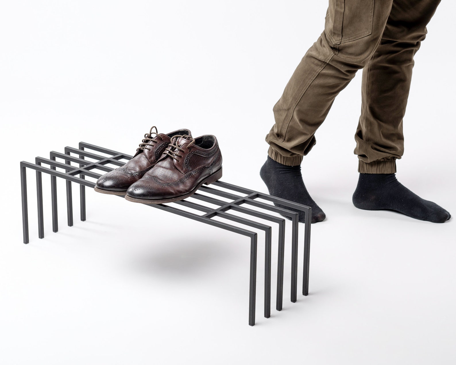 Minimalist Black Metal Shoe Rack Hand Welded Shoe Storage for - Etsy