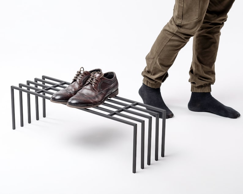 Minimalist Black Metal Shoe Rack Hand Welded Shoe Storage for - Etsy