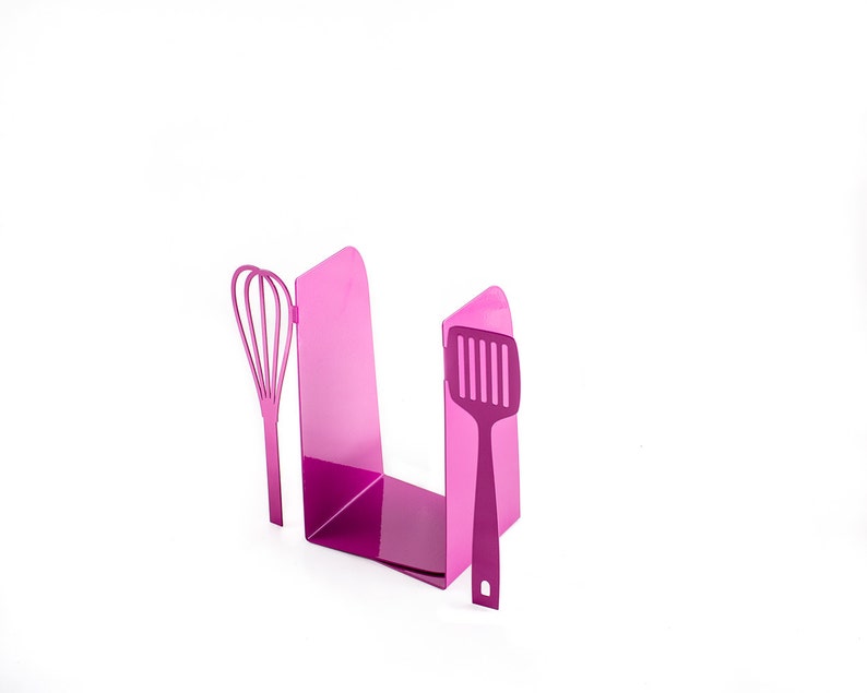 Metal Kitchen Bookends // Spatula and Whisk Purple // - Etsy