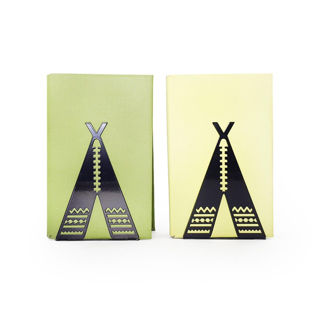 Teepee Metal Bookends – Minimalist Geometric Book Holders for Kids Room ...