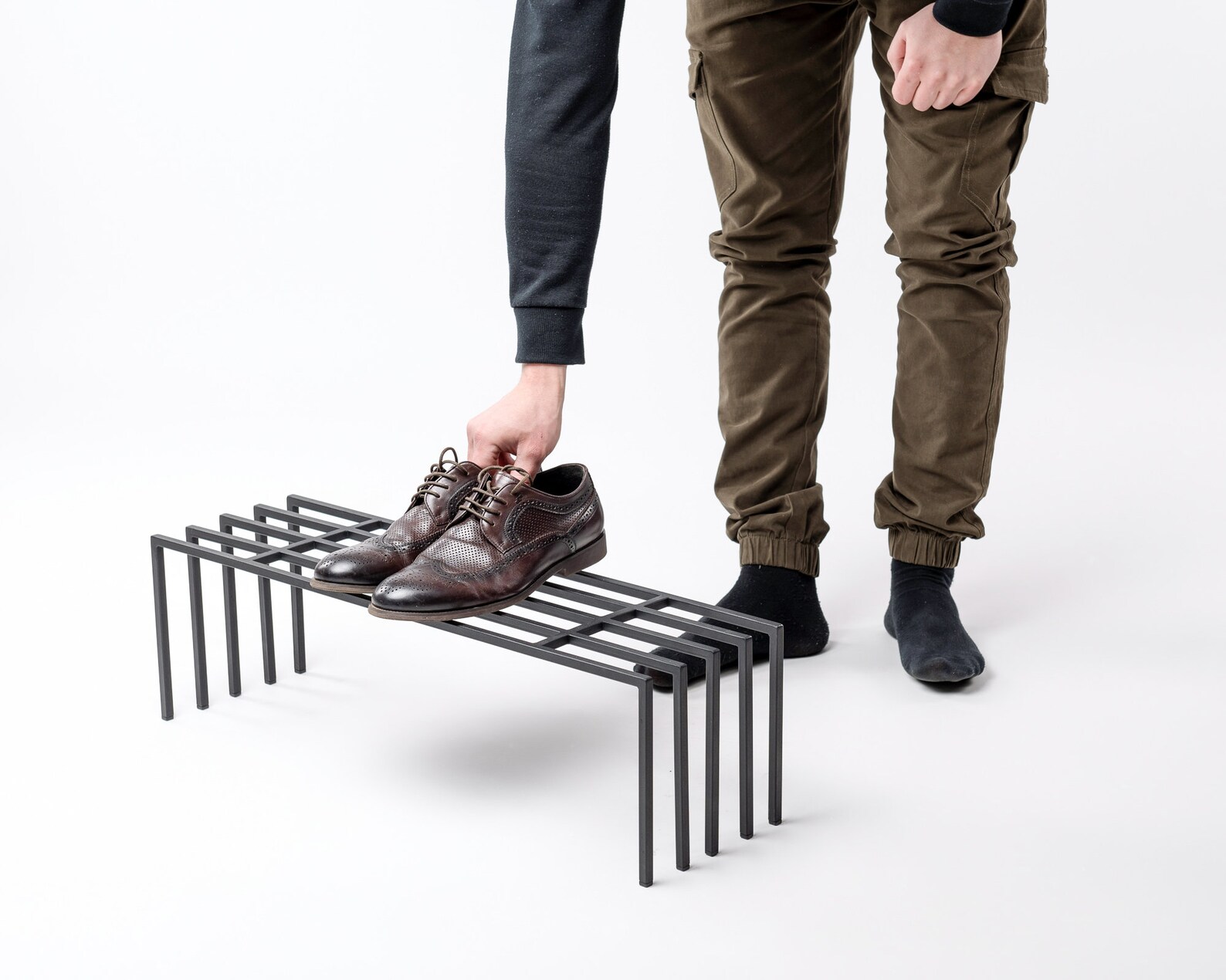 Minimalist Black Metal Shoe Rack Hand Welded Shoe Storage for - Etsy