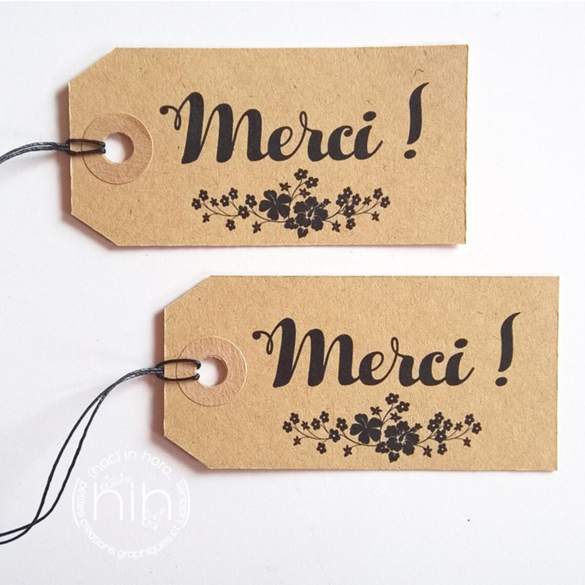 Lot 6 étiquettes Tag kraft merci - Etsy