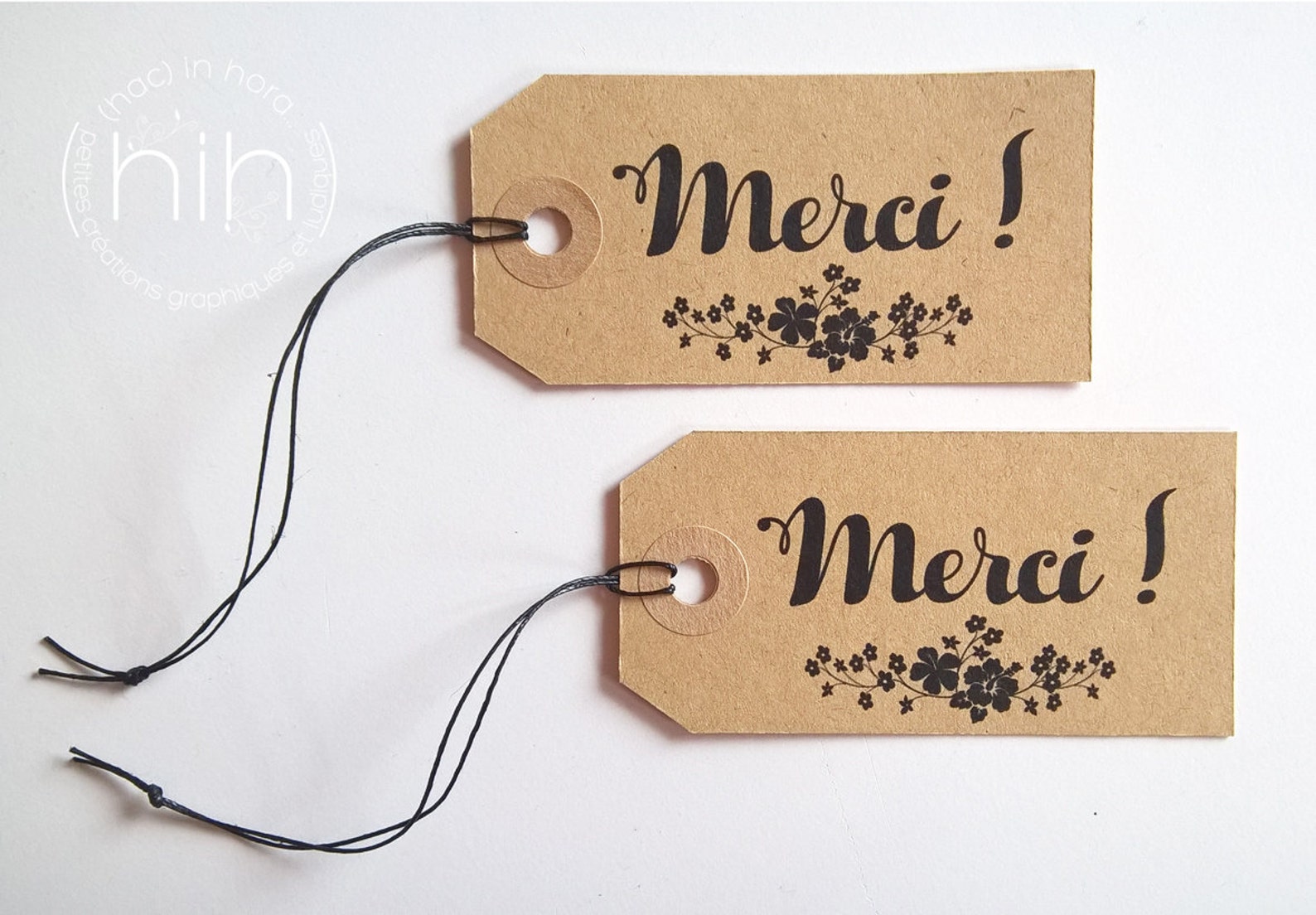 Lot 6 étiquettes Tag kraft merci - Etsy