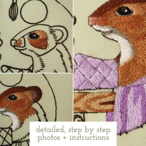 Baking Mouse Thread Painting Pattern, Cute Cottagecore Embroidery ...