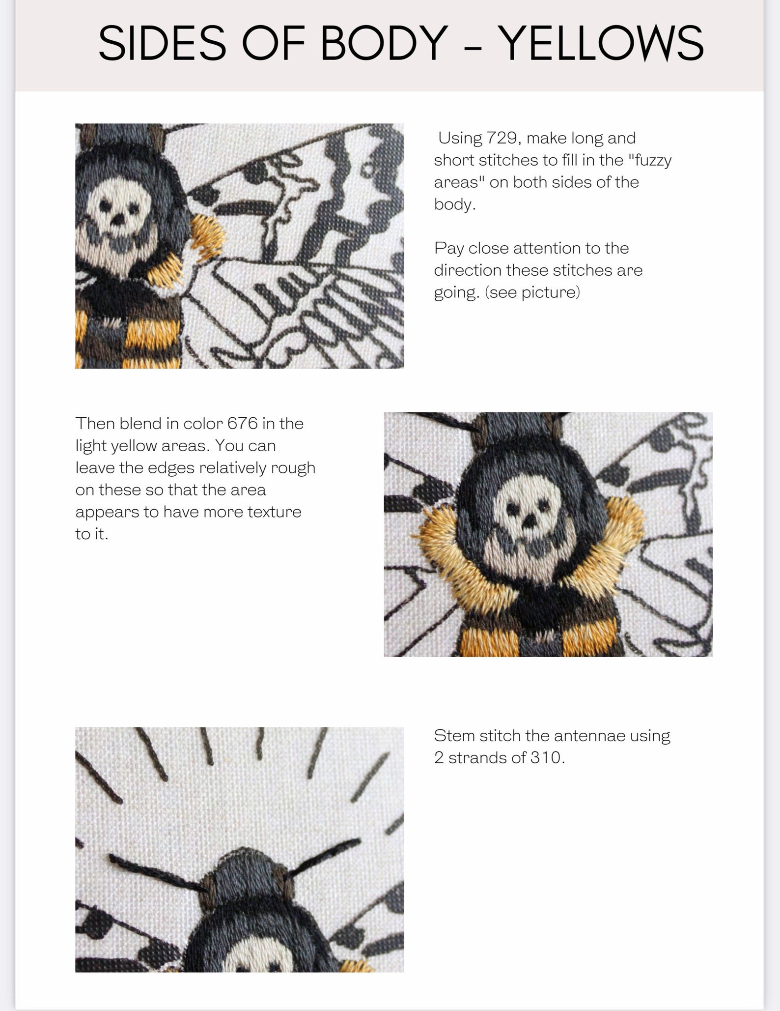 Deaths Head Hawk Moth Hand Embroidery Pattern Thread Painting | Etsy