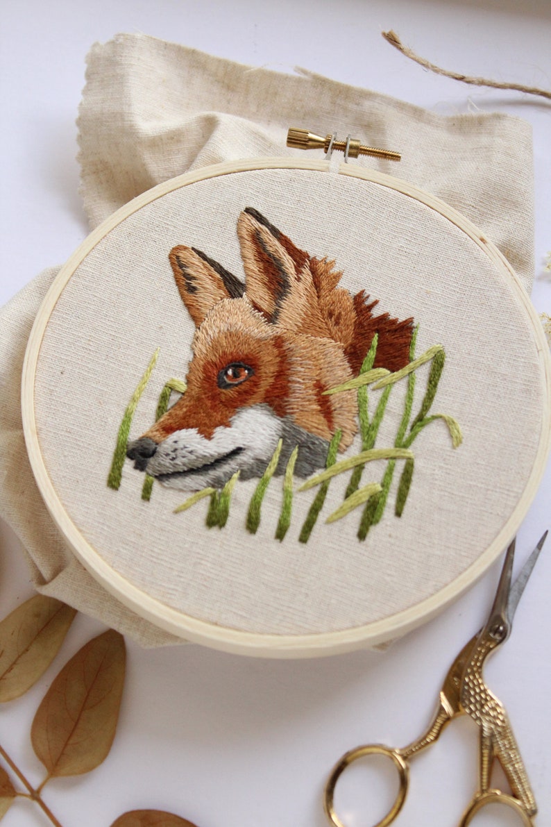 Fox Embroidery Pattern Thread Painting Tutorial Needle - Etsy