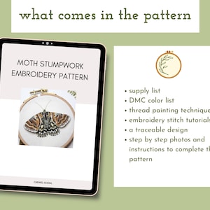 3D Moth Embroidery Pattern: Stumpwork & Thread Painting (PDF Pattern ...