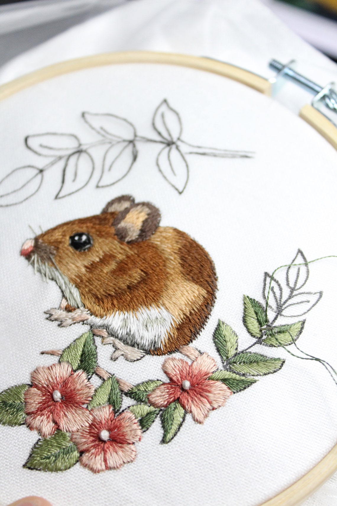 Mouse Thread Painting Pattern Cottagecore Embroidery Design - Etsy