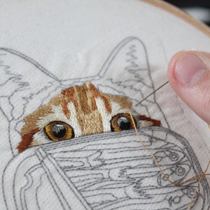 Orange Tabby Cat Embroidery Pattern Animal Thread Painting Embroidery ...