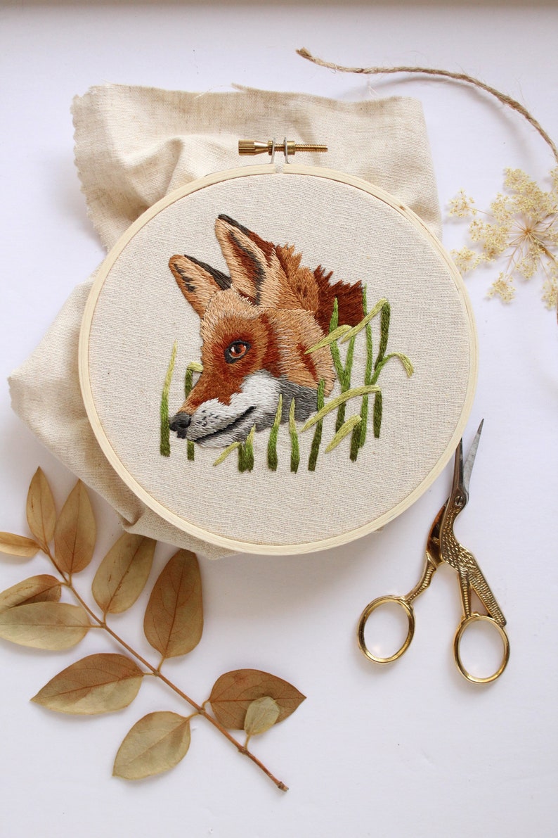 Fox Embroidery Pattern Thread Painting Tutorial Needle - Etsy