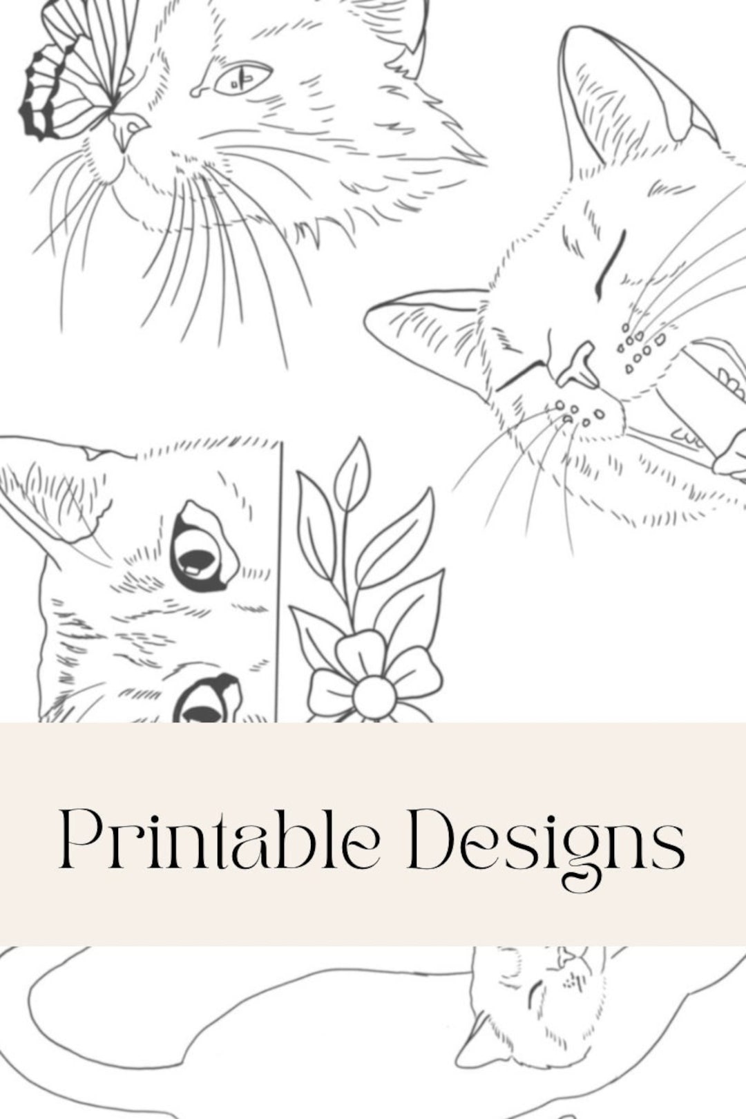 Printable Cat Embroidery Designs - Etsy
