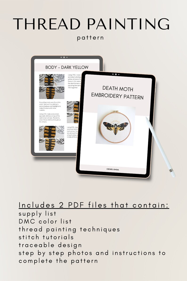 Deaths Head Hawk Moth Hand Embroidery Pattern Thread Painting - Etsy ...