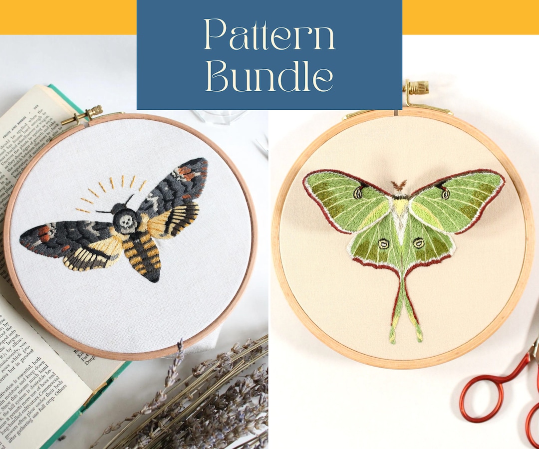 Moth Embroidery Design, Thread Painting Embroidery Pattern, Insect ...