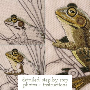 Fishing Frog Embroidery Pattern PDF, Thread Painting Pattern - Etsy