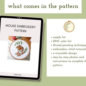 Mouse Thread Painting Pattern, Cottagecore Embroidery Design, Needle ...