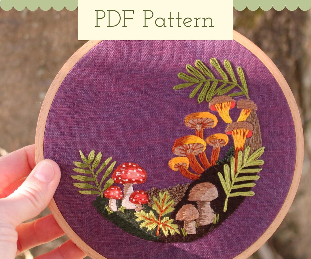 Mushroom Embroidery Pattern PDF - Colorful Fungi - Beginner Thread ...